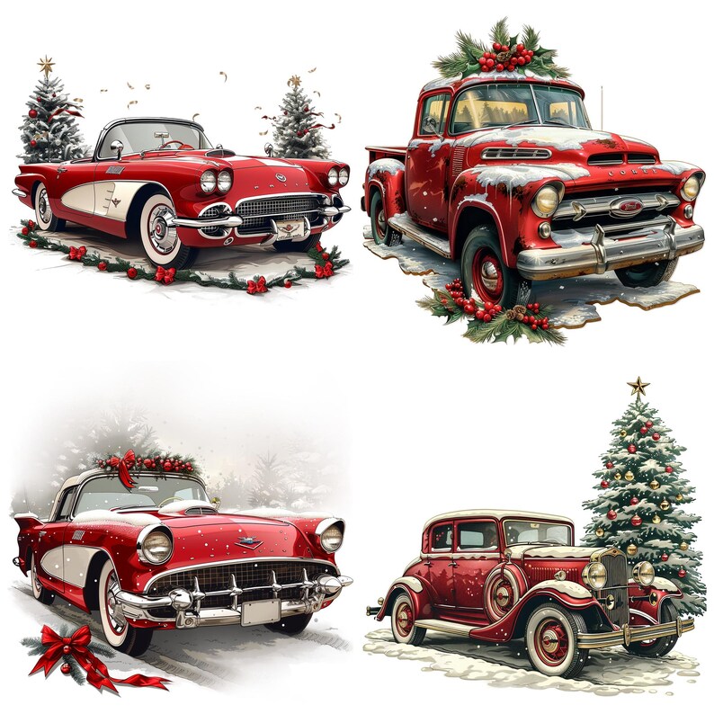 Watercolor Christmas Car Clipart, Holiday Vehicle PNG (commercial Use ...
