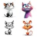 30 Quirky Cat PNG Clipart Bundle, Whimsical Kitten Illustration, Funny ...