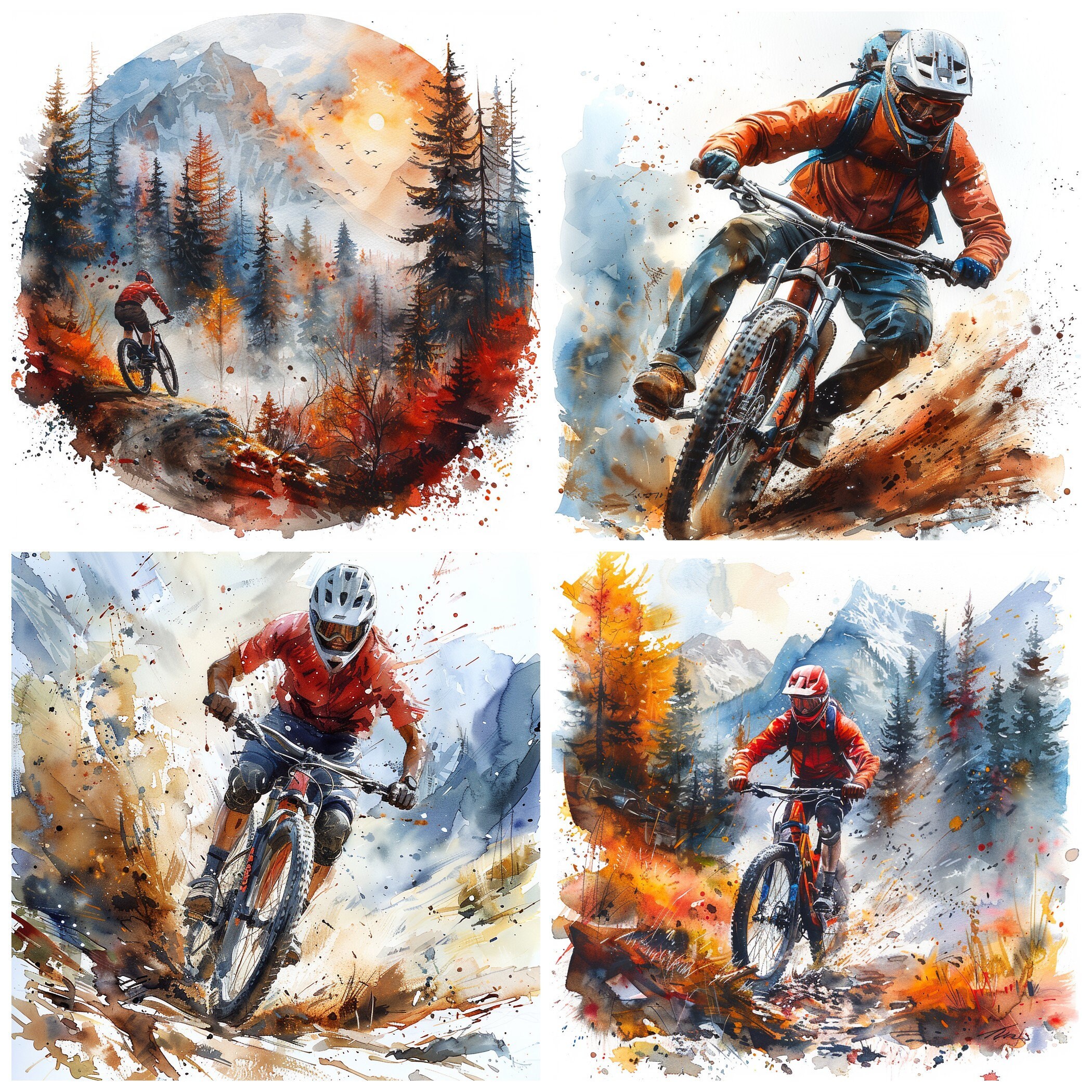 Mountain Biking PNG Clipart, Watercolor 38 Mountain Bike Trail Riding ...