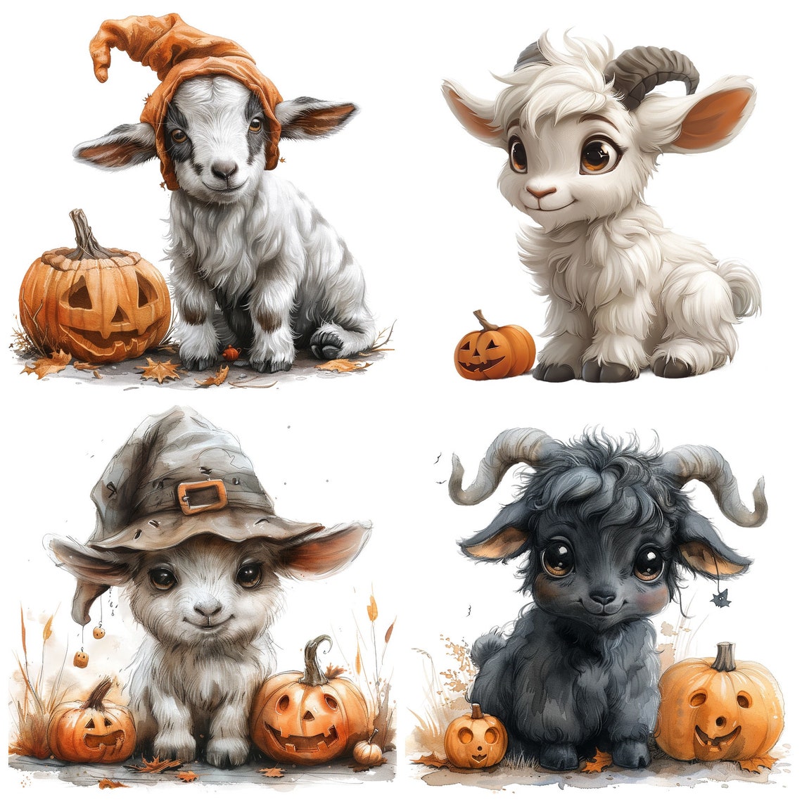 Watercolor Halloween Costume Goat PNG Clipart, Spooky Illustration ...