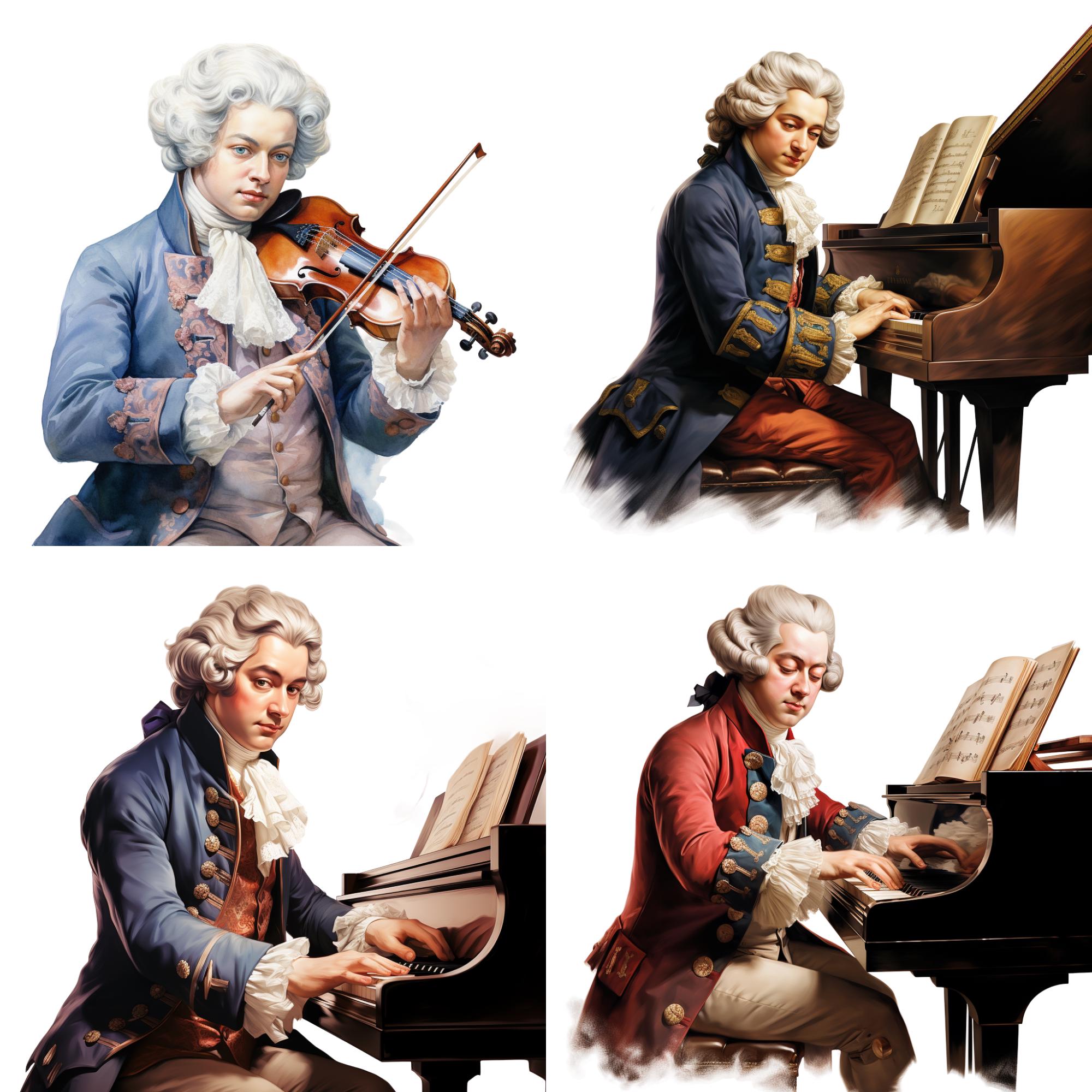 Wolfgang Amadeus Mozart PNG Clipart Bundle, Watercolor Mozart Famous ...