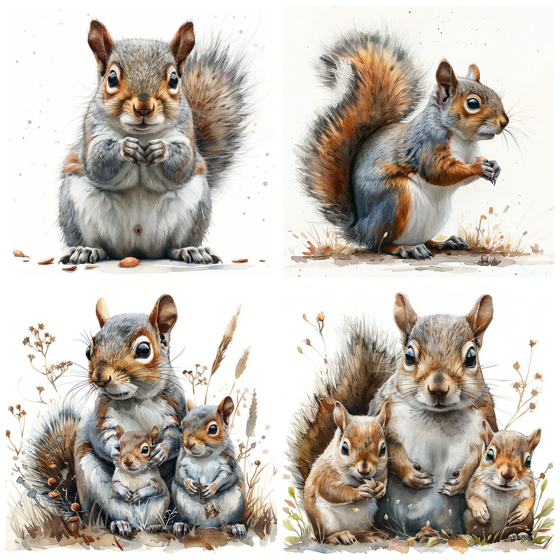 26 Gray Squirrel PNG Clipart, Watercolor Eastern Gray Squirrel ...