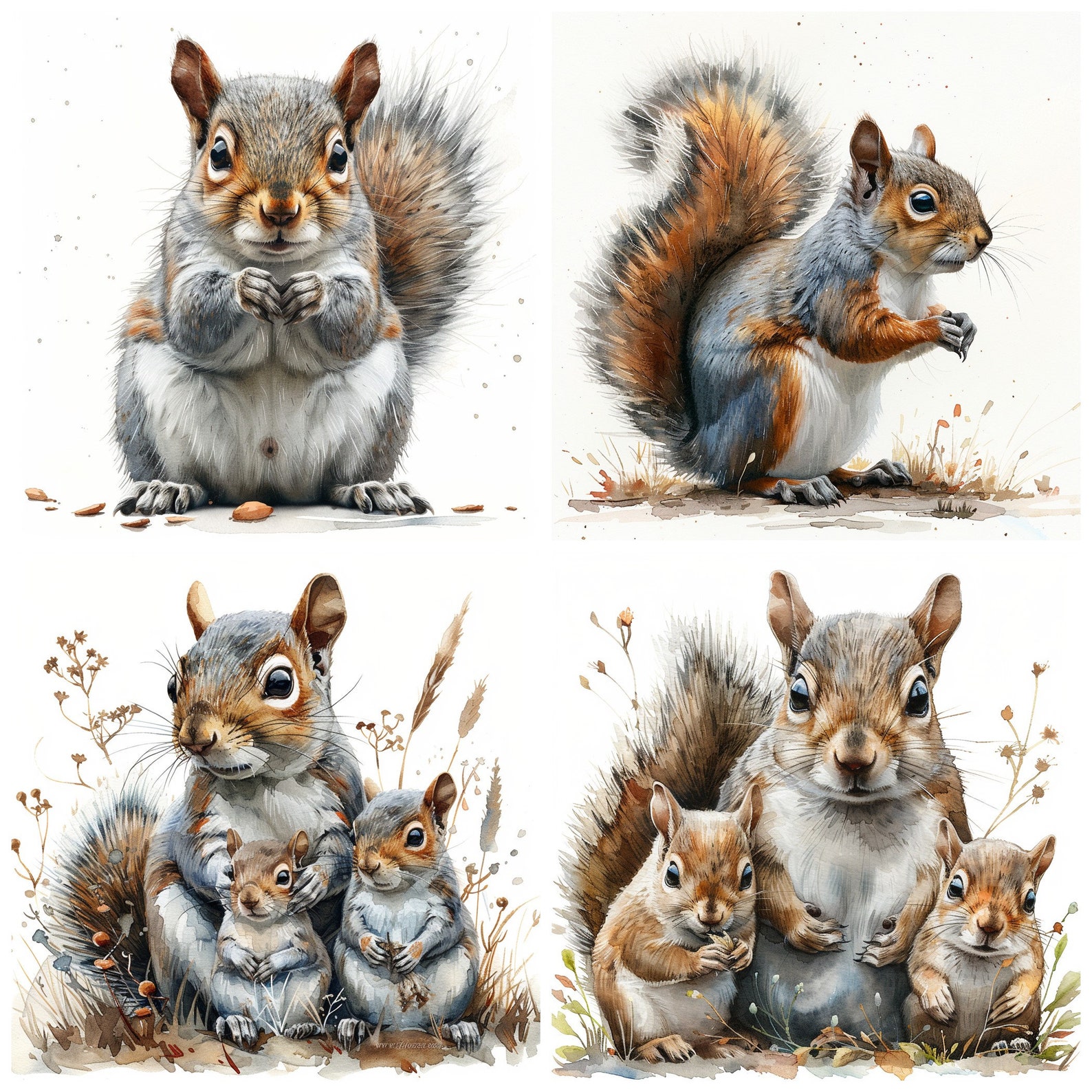 26 Gray Squirrel PNG Clipart, Watercolor Eastern Gray Squirrel ...