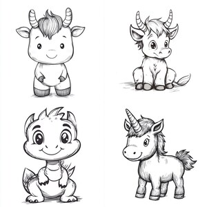 Mythical Creatures Line Art PNG Clipart Bundle, Abstract Line Line Art ...