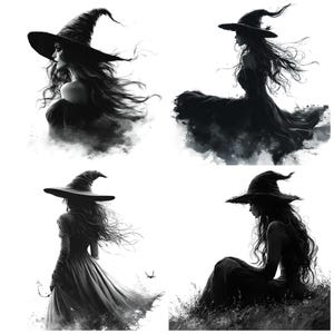 40 Shadow Witch PNG Clipart Bundle, Watercolor Shadow Sorceress ...