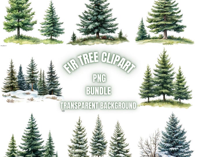 Fir Tree SVG Bundle, Fir Tree Icon Clipart, 15 Fir Tree Silhouette Cut ...