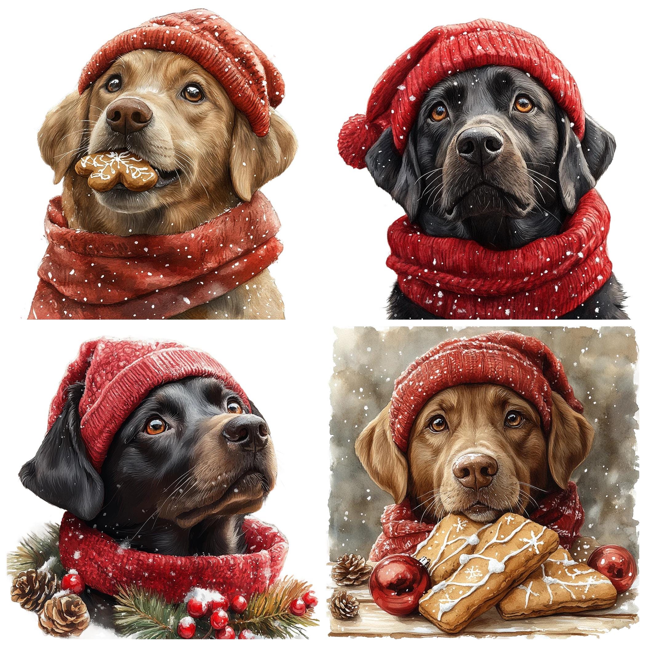29 Christmas Labrador Retriever Clipart Bundle, Watercolor Xmas ...
