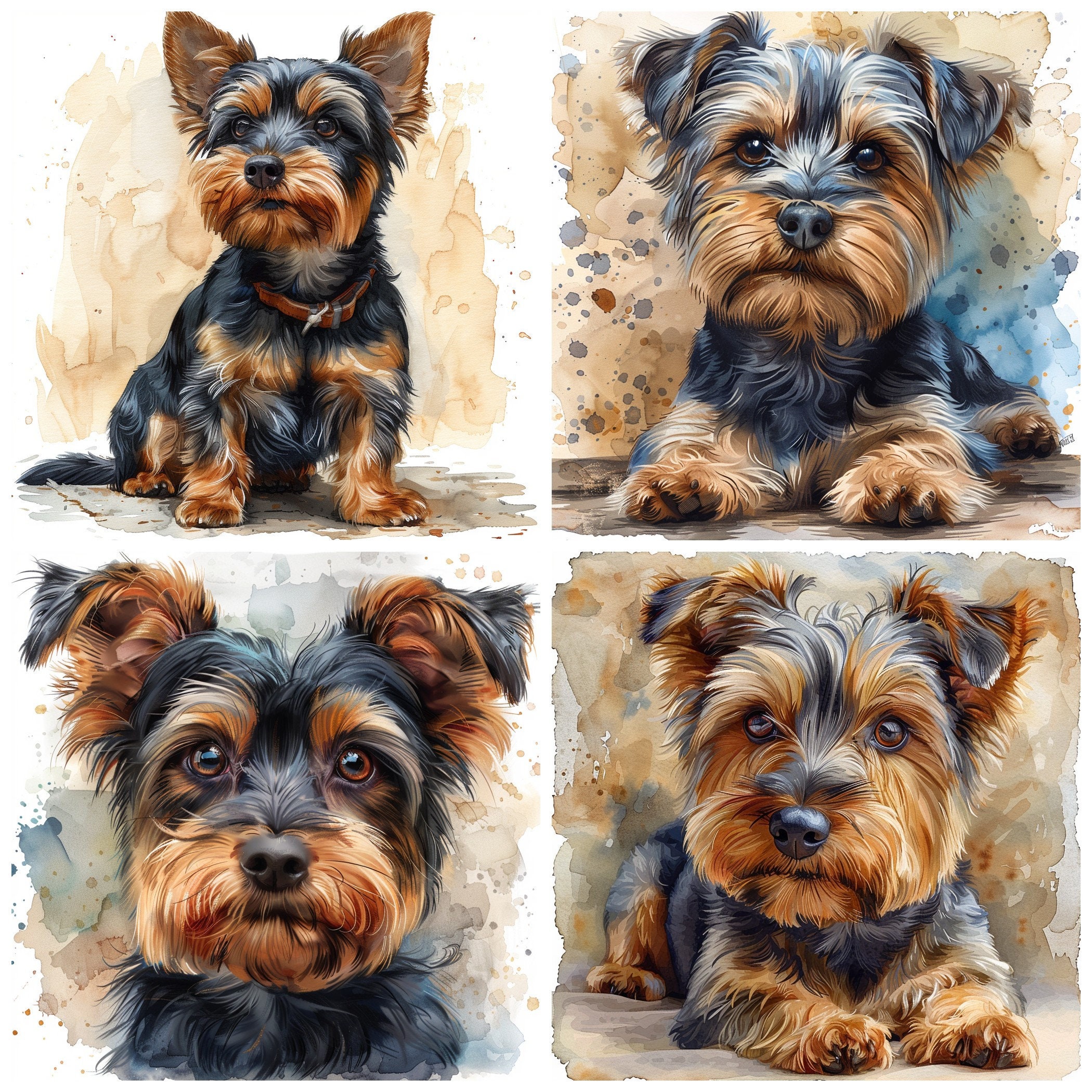 Watercolor Yorkshire Terrier PNG Clipart, 37 Tiny Yorkie Terrier Dog ...