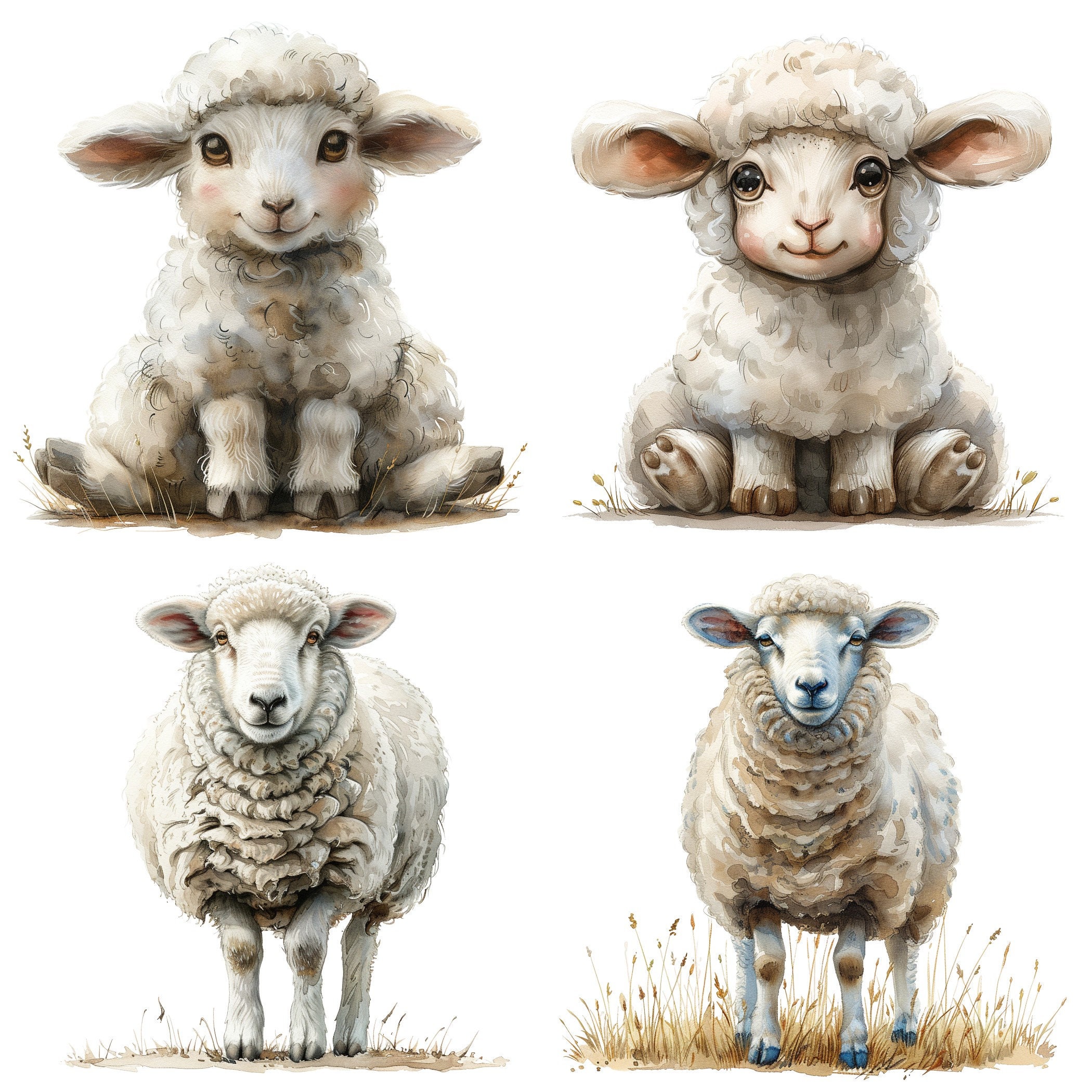 Watercolor 39 Sheep PNG Clipart, Adorable Sheep Lamb Transparent ...