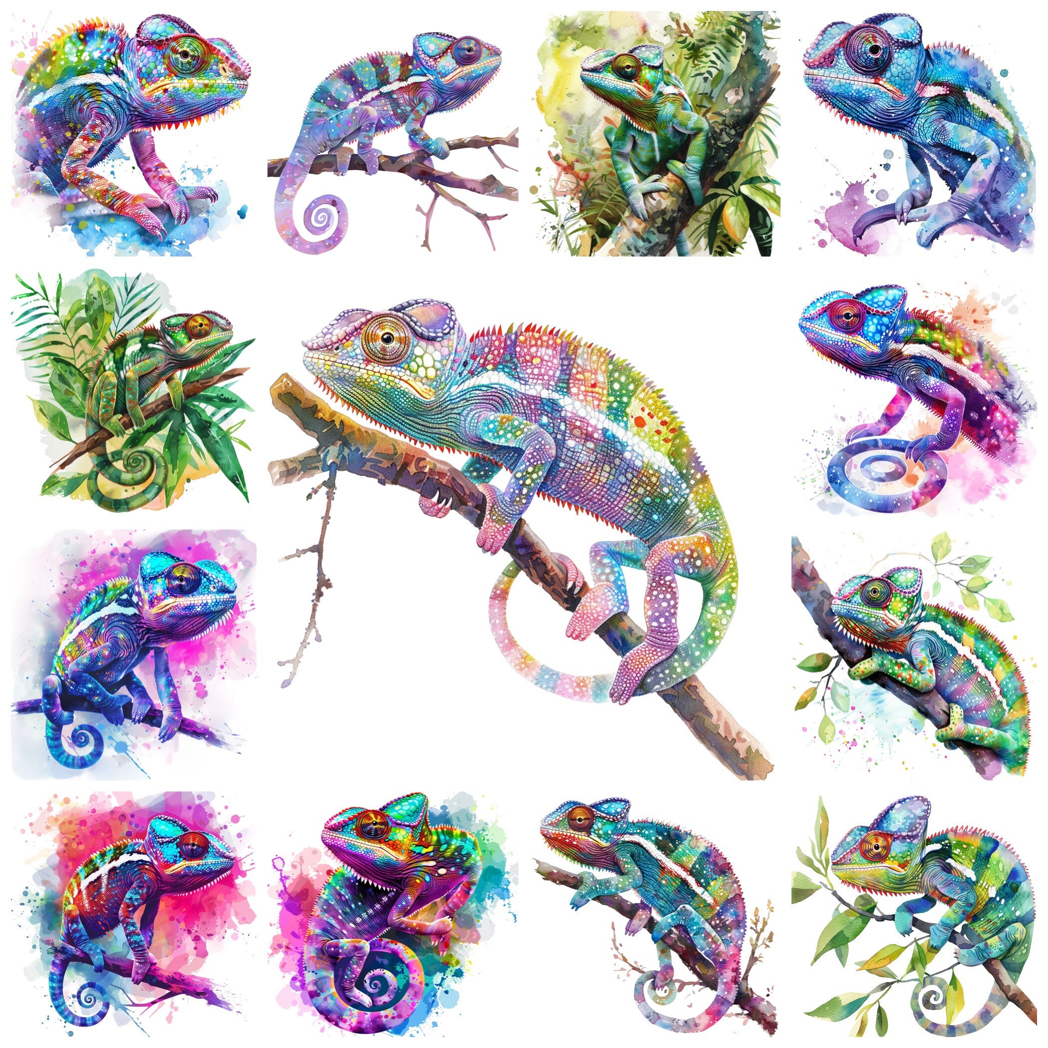 Watercolor 23 Chameleon PNG Clipart, Color-changing Lizard Chamaeleons ...