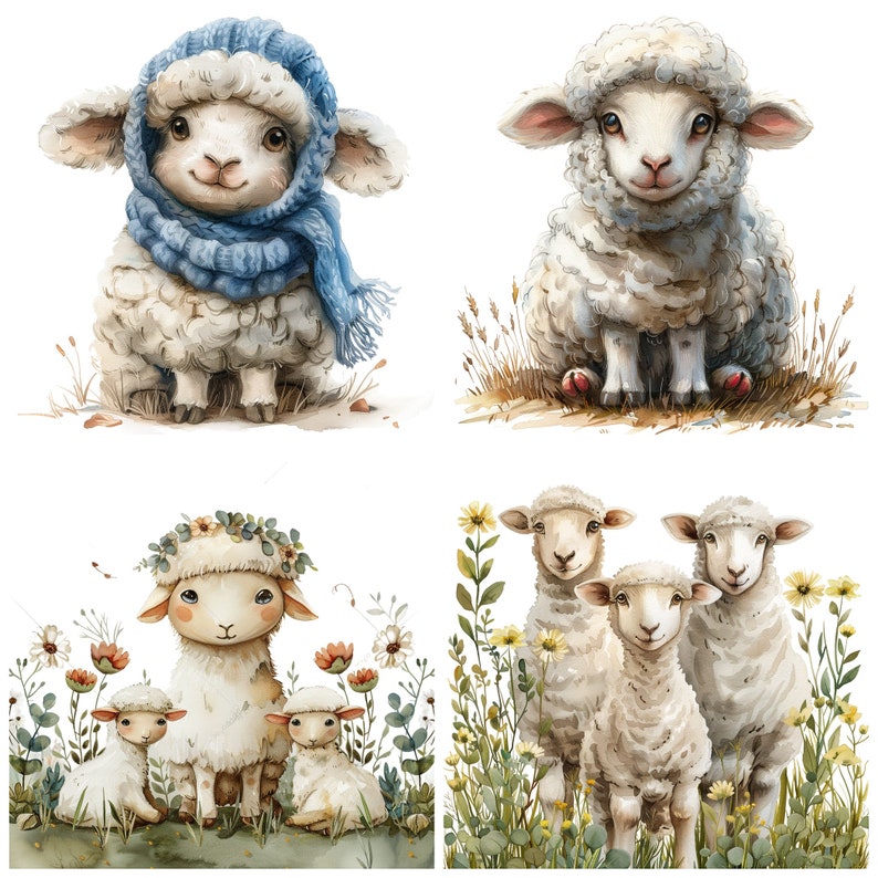 Watercolor 39 Sheep PNG Clipart, Adorable Sheep Lamb Transparent ...