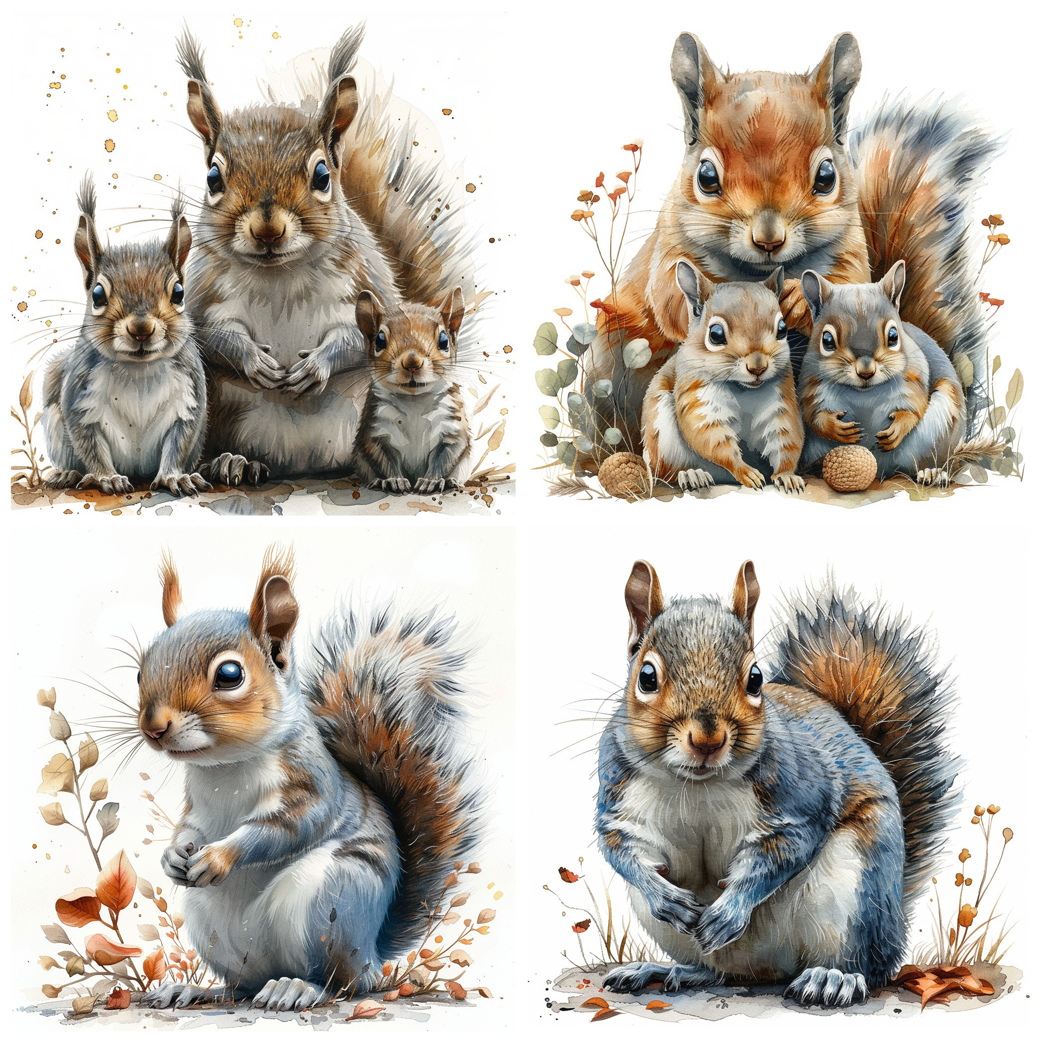 26 Gray Squirrel PNG Clipart, Watercolor Eastern Gray Squirrel ...