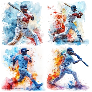 Baseball PNG Sport Game Clipart, Watercolor 47 Baseball Player Dynamic ...