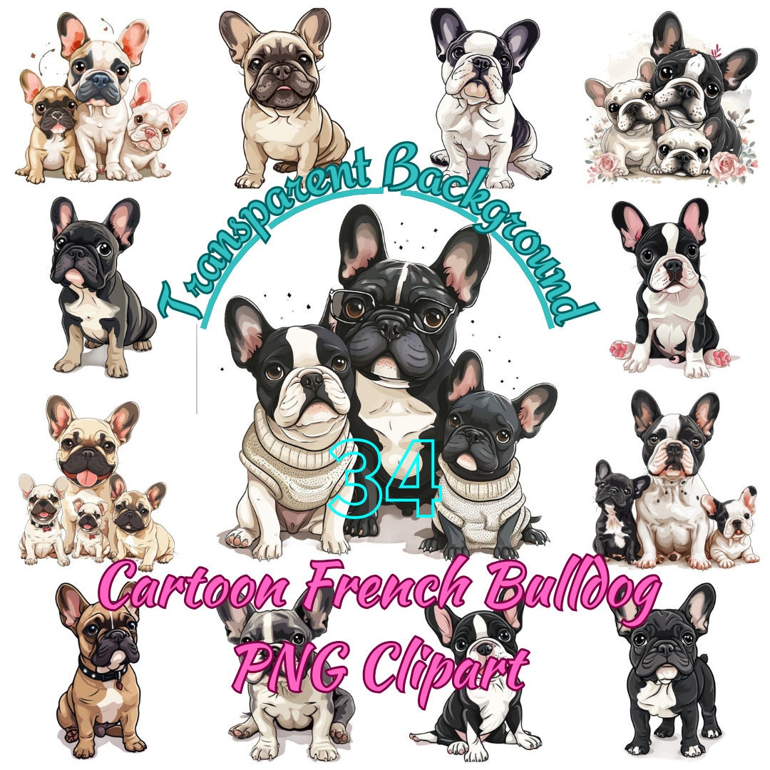 34 Cartoon French Bulldog PNG Clipart, Adorable Cartoon Frenchie ...