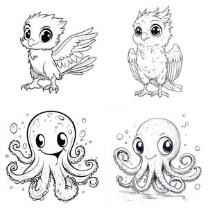 Mythical Creatures Line Art PNG Clipart Bundle, Abstract Line Line Art ...