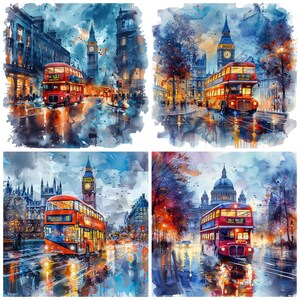 English City Bus PNG Clipart, Watercolor British Double Decker Bus City ...