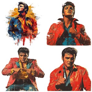 37 Vintage Elvis Presley PNG Clipart Bundle, Retro 1950s Rock and Roll ...