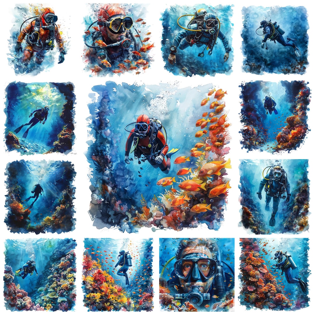 Skuba Diving PNG Scenery Clipart, Watercolor 48 Underwater Dive Dynamic ...