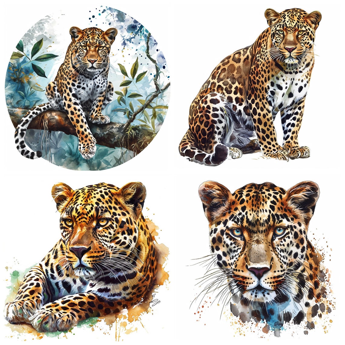 Watercolor Leopard PNG Clipart, 28 Wild Big Cat Panthera Pardus Images ...
