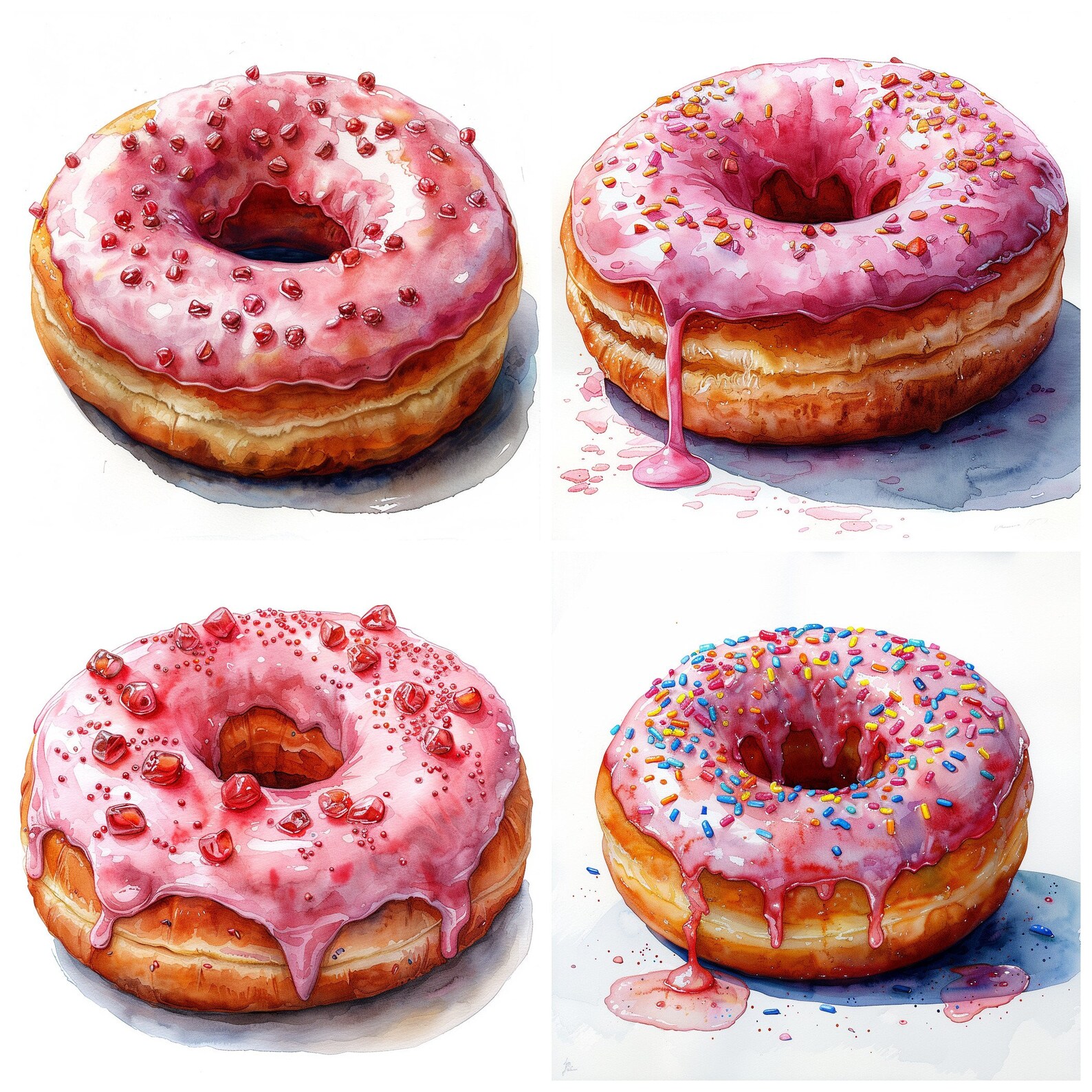 23 Donut PNG Clipart, Watercolor Doughnut Scenery Transparent ...
