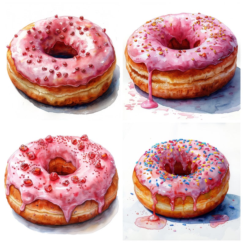 23 Donut PNG Clipart, Watercolor Doughnut Scenery Transparent ...