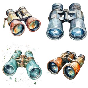 16 Binoculars PNG Clipart Bundle, Watercolor Vintage Binoculars T-shirt ...