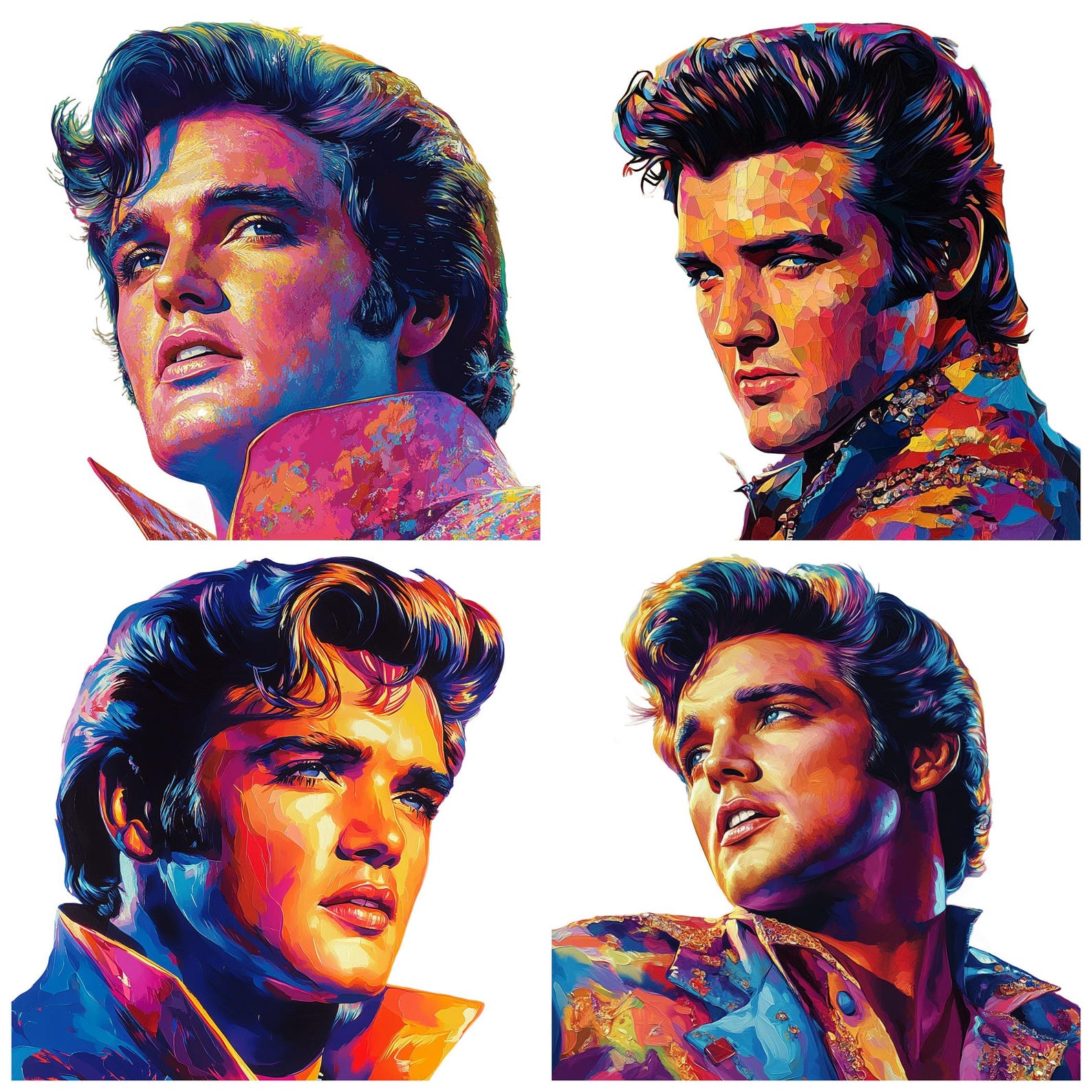 47 Elvis Presley Pop Art PNG Clipart Bundle, Colorful Elvis Presley ...