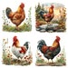 30 Watercolor Chicken PNG Clipart, Farm Hen Scenery Images, Floral ...
