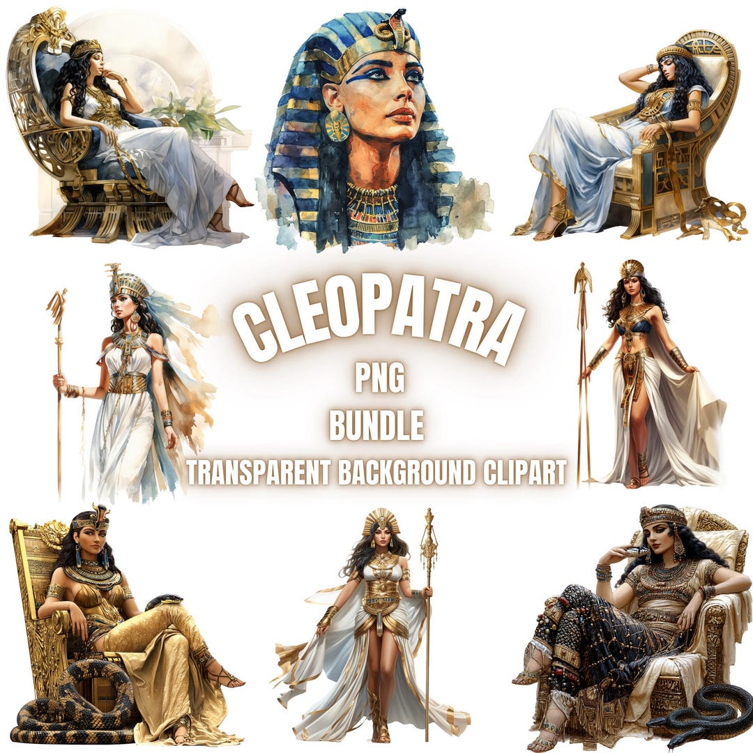 Cleopatra PNG Clipart Bundle, Watercolor Queen of Ancient Egypt ...