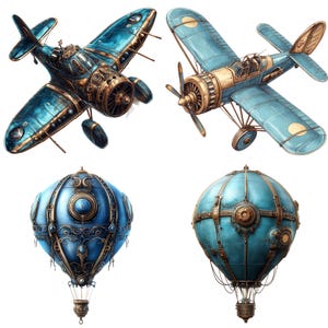 Blue Steampunk Clipart Bundle, Victorian Style PNG (commercial Use) - Etsy
