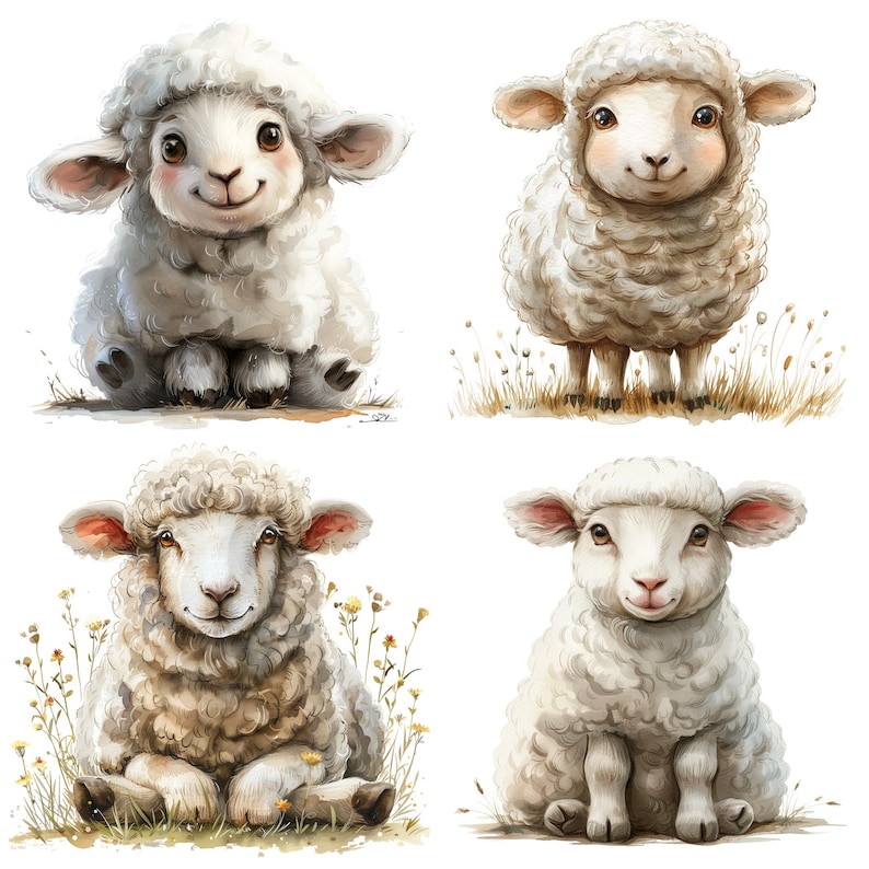 Watercolor 39 Sheep PNG Clipart, Adorable Sheep Lamb Transparent ...