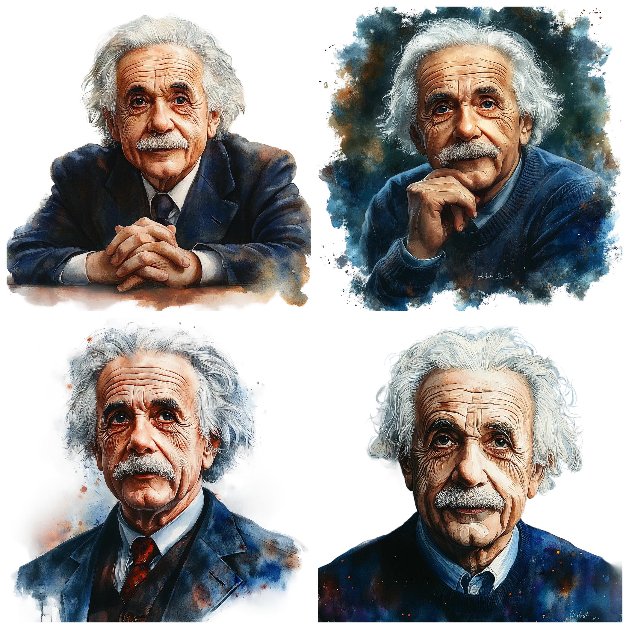 32 Albert Einstein PNG Clipart Bundle, Watercolor Genius Einstein ...