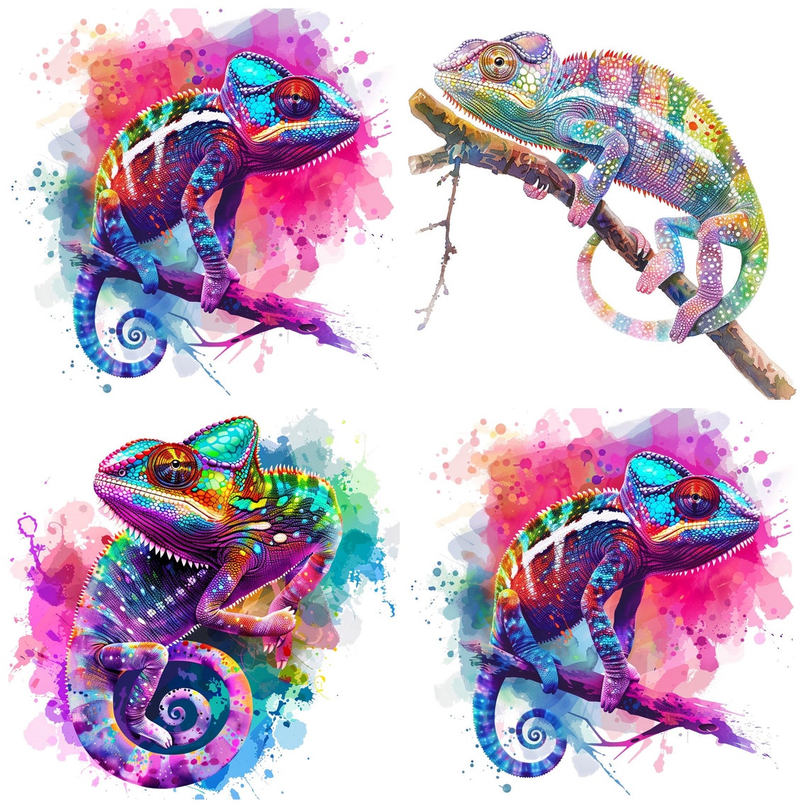 23 Watercolor Chameleon PNG Clipart, Color-changing Lizard Chamaeleons ...