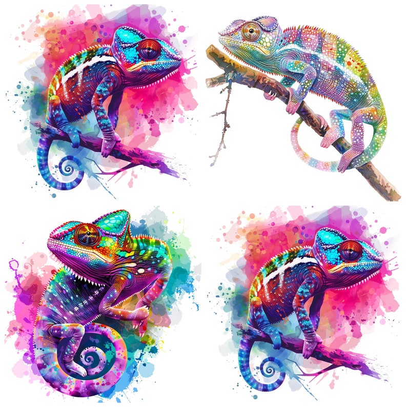 Watercolor 23 Chameleon PNG Clipart, Color-changing Lizard Chamaeleons ...
