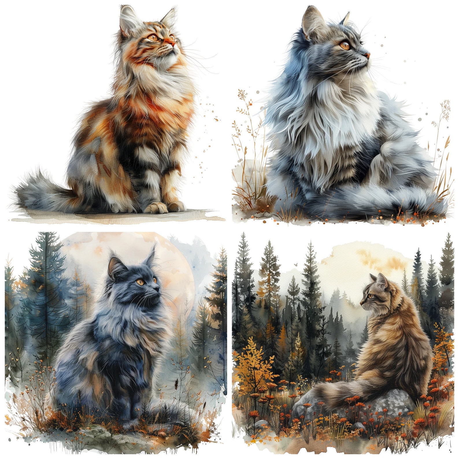 Norwegian Forrest Cat Breed PNG Clipart, Watercolor 35 Northern Europe ...