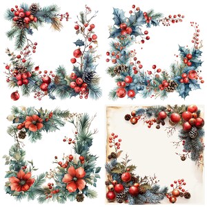 Christmas Border Clipart Bundle, Festive Wreath PNG Graphics (digital ...