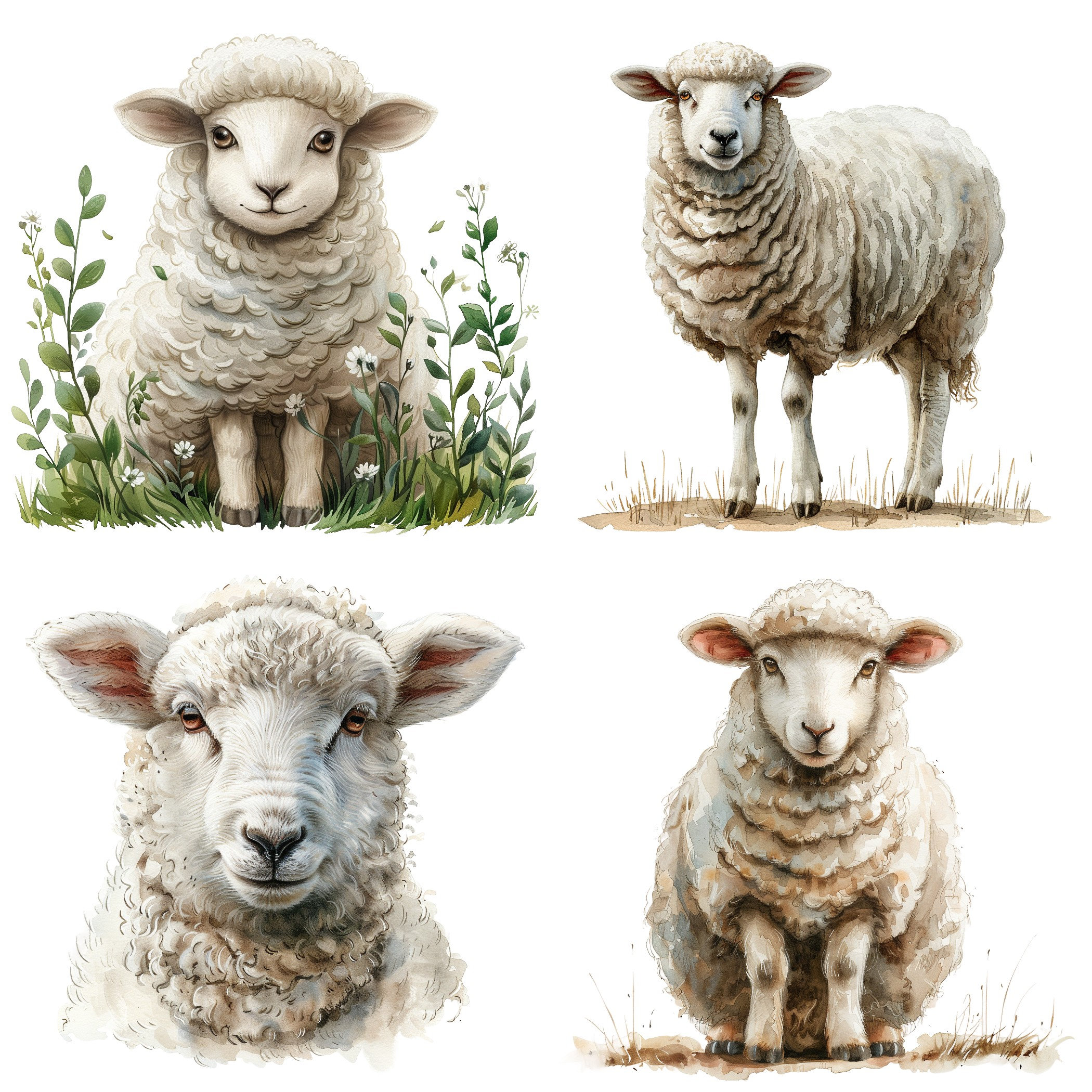 Watercolor 39 Sheep PNG Clipart, Adorable Sheep Lamb Transparent ...