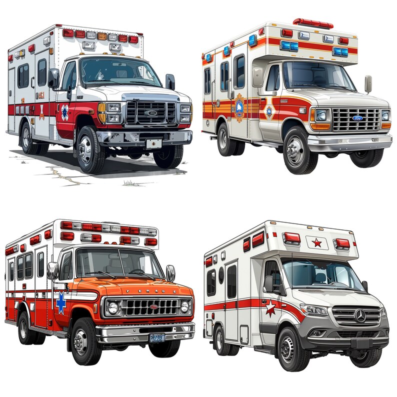 Ambulance PNG Clipart, 51 Emergency Vehicle Illustrations (digital ...