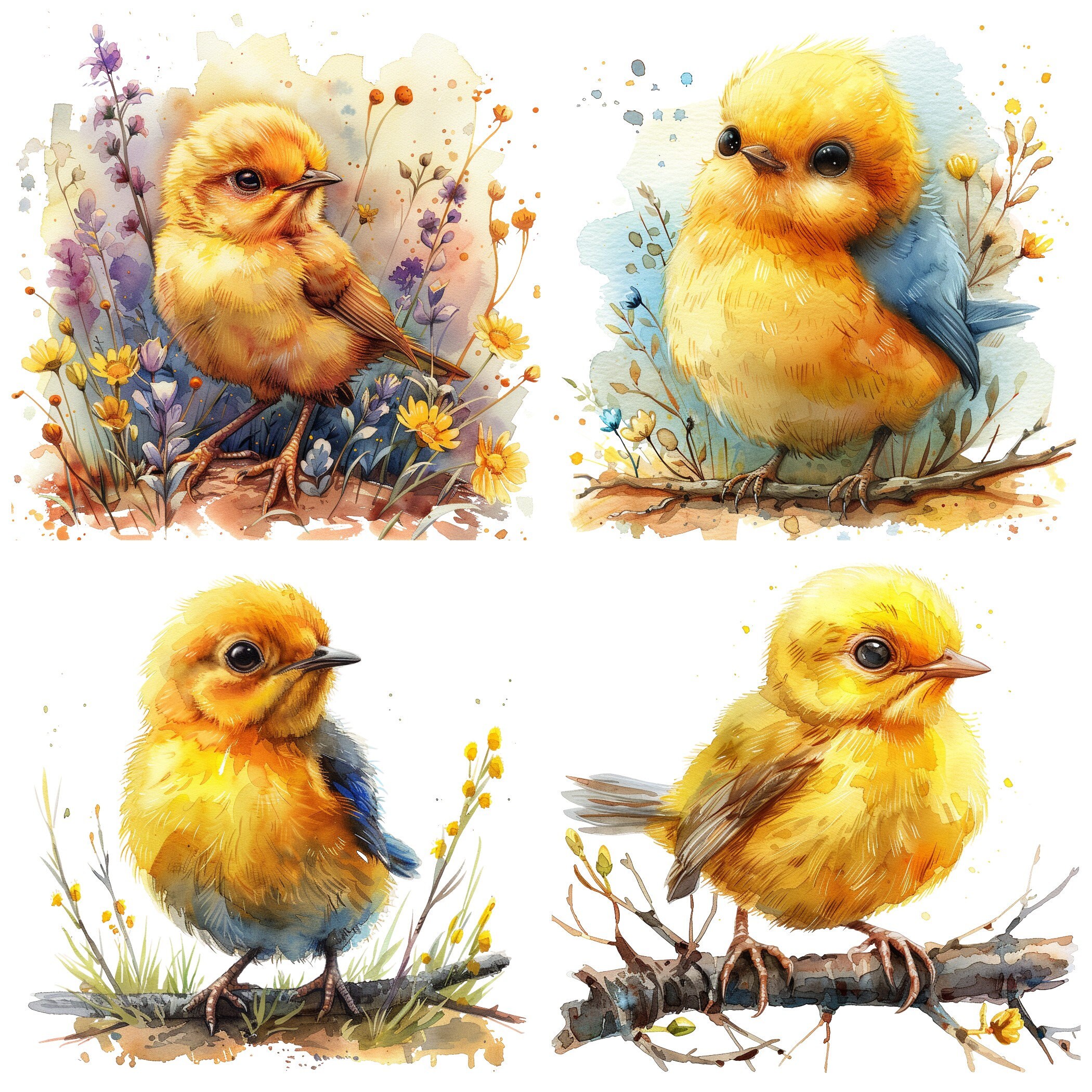 Watercolor Chick PNG Clipart, Adorable 43 Chick Illustration, Nursery ...