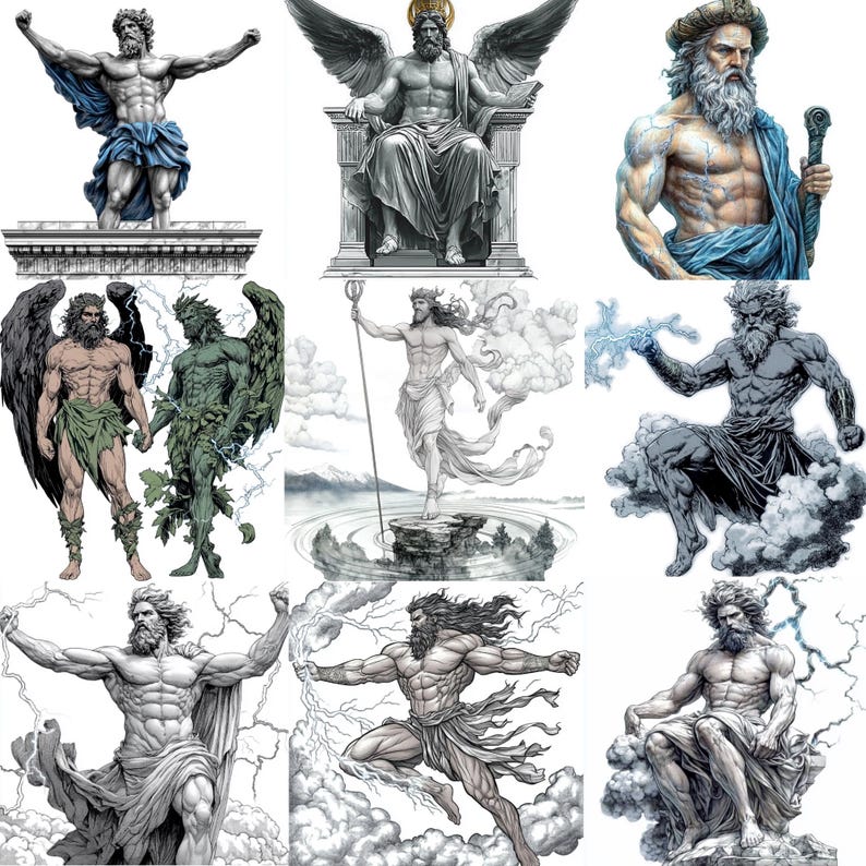 35 Zeus PNG Clip Art Bundle, Watercolor Greek God Zeus Art Images, Zeus ...