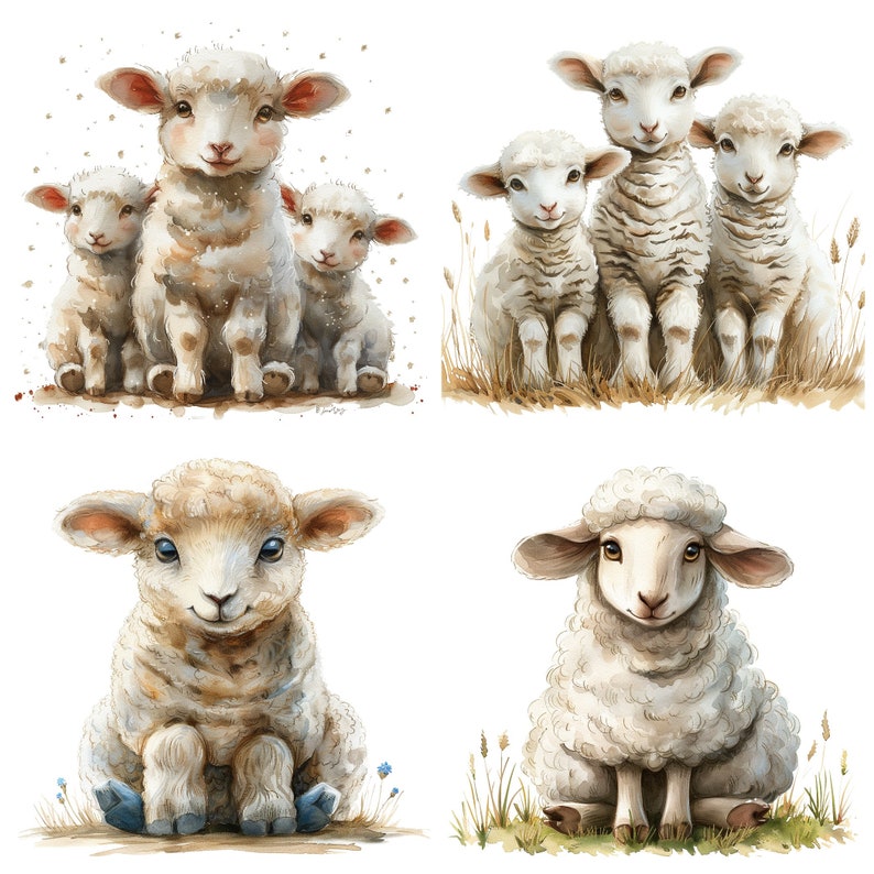 Watercolor 39 Sheep PNG Clipart, Adorable Sheep Lamb Transparent ...