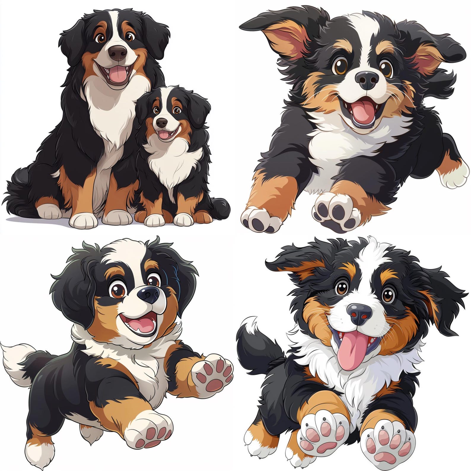 50 Cartoon Bernese Mountain Dog PNG Clipart, Adorable Bernie Puppy ...