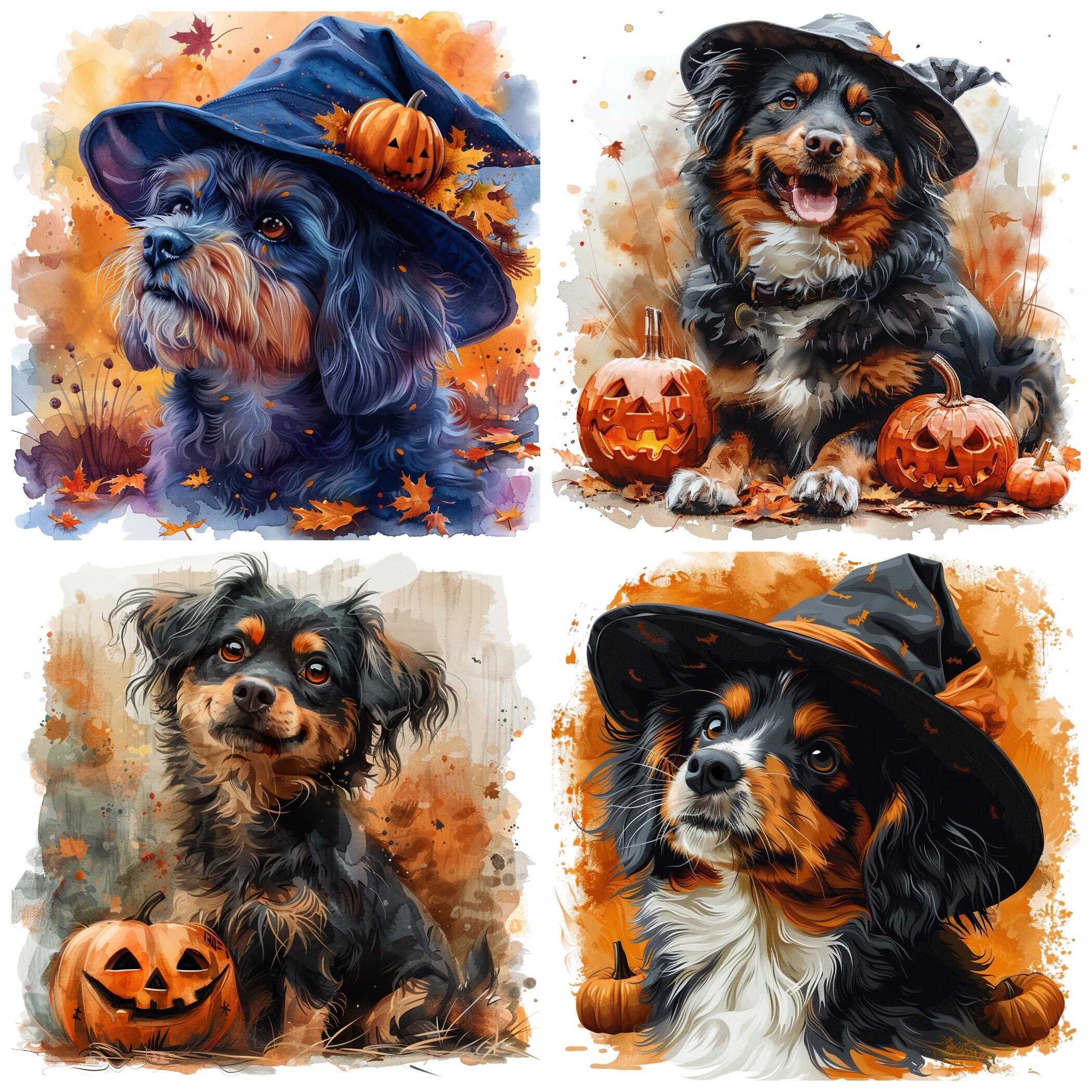 55 Halloween Dog PNG Clipart, Watercolor Halloween Puppy Transparent BG ...