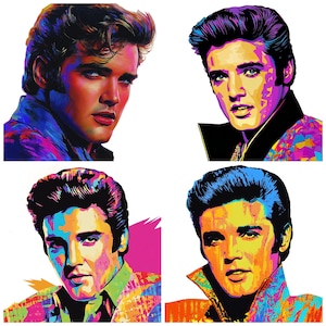 47 Elvis Presley Pop Art PNG Clipart Bundle, Colorful Elvis Presley ...