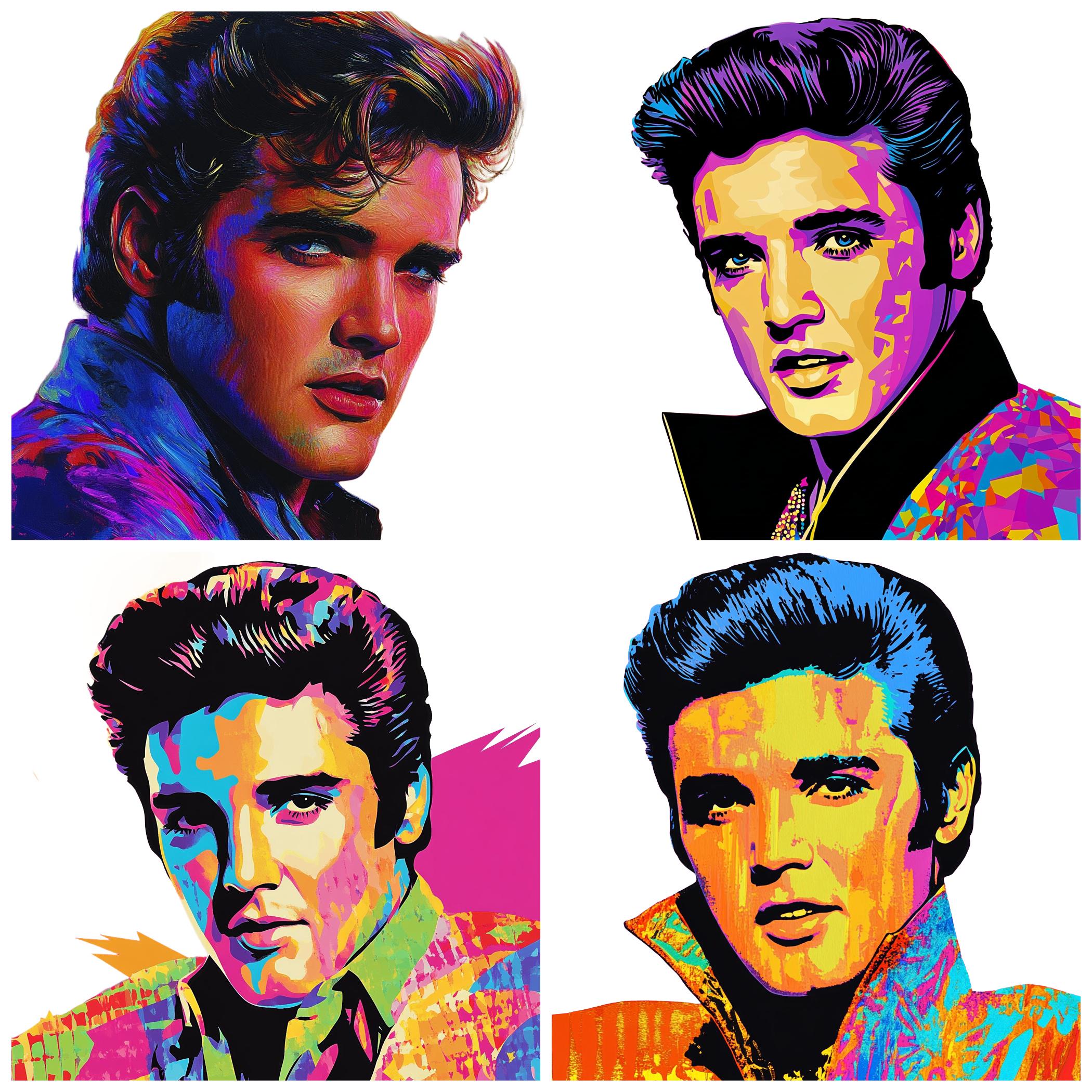 47 Elvis Presley Pop Art PNG Clipart Bundle, Colorful Elvis Presley ...