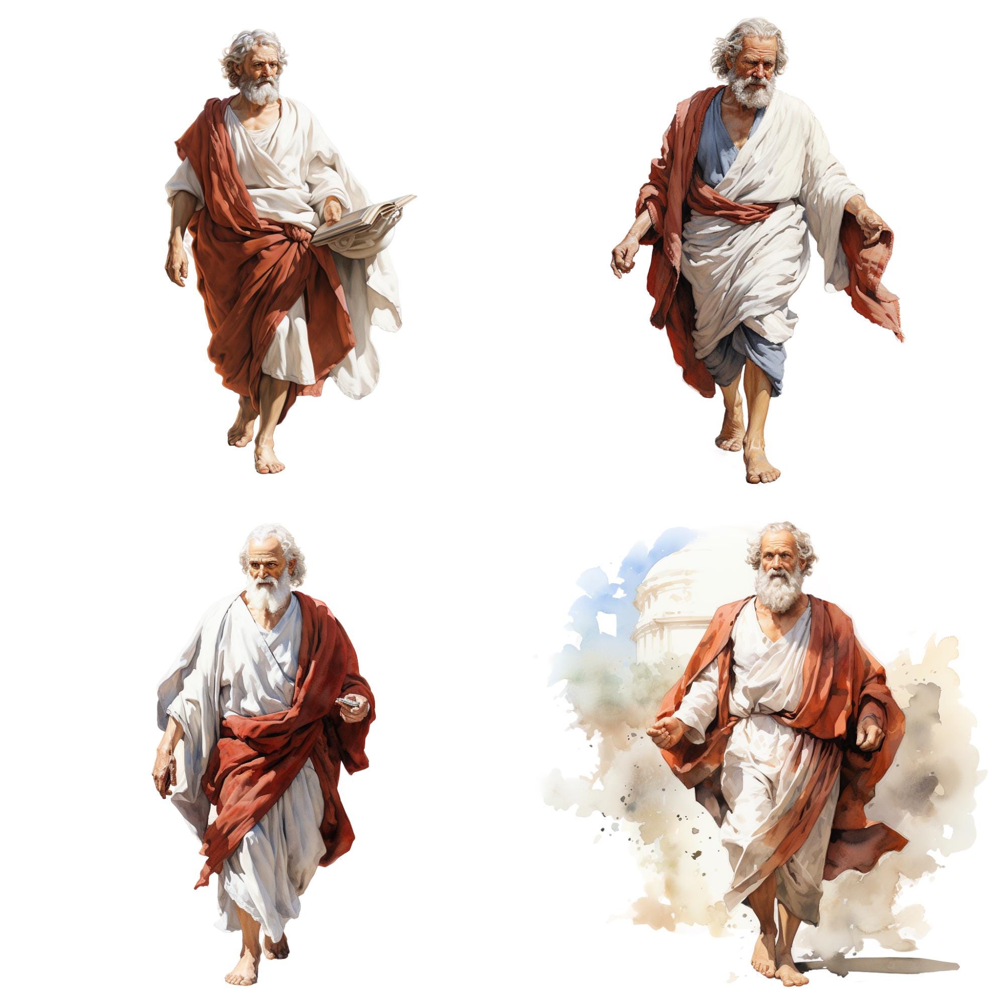 Socrates PNG Clip Art Bundle, Watercolor Ancient Greek Philosopher ...