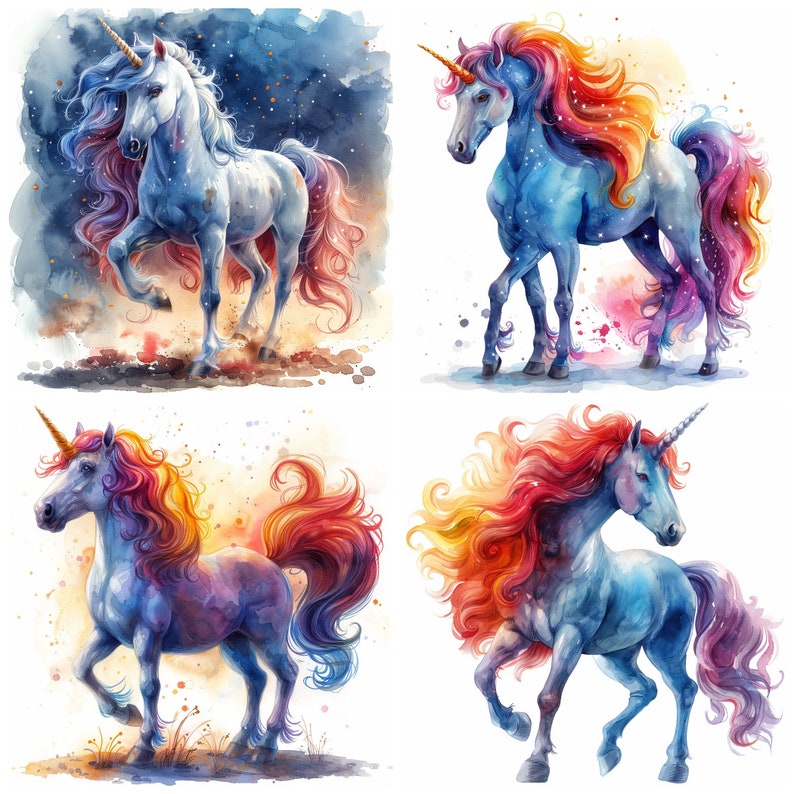 Watercolor Unicorn PNG Clipart, 26 Mythical Creature Unicorn ...