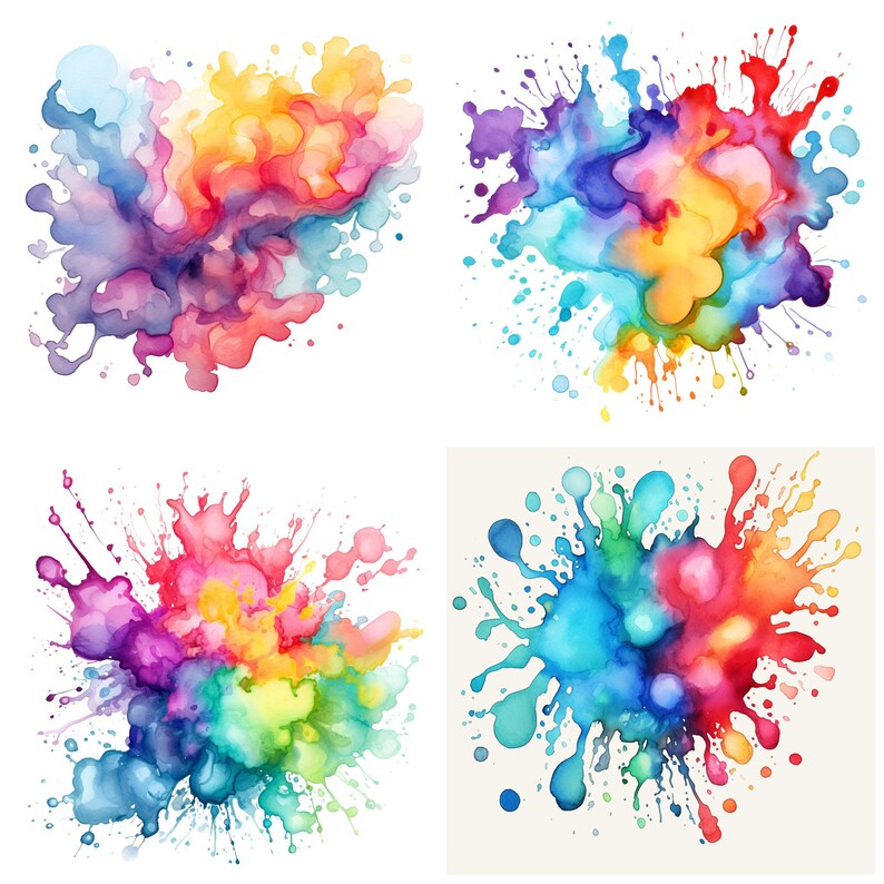40 Watercolor Splash PNG Clipart Bundle, Color Splash Illustration ...