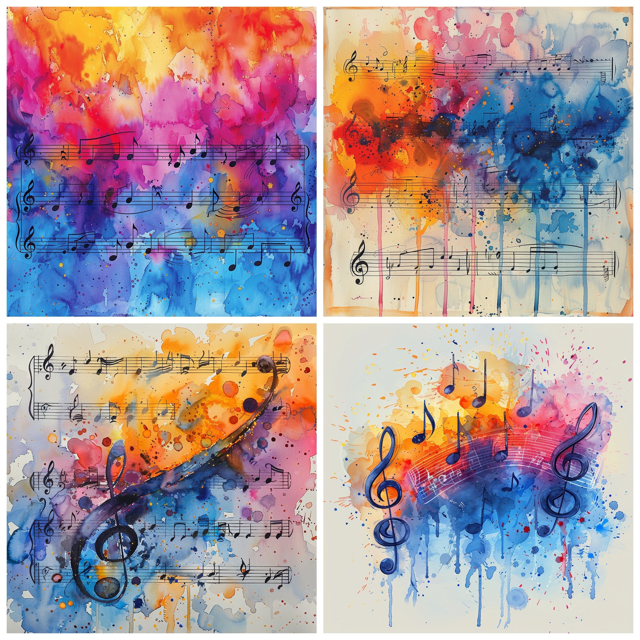 26 Music Notations PNG Clipart, Watercolor Abstract Music Symbol ...