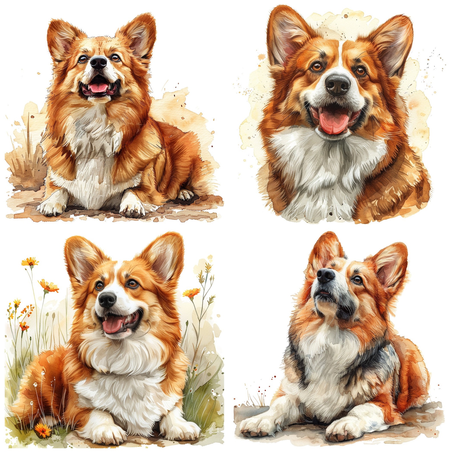 31 Pembroke Welsh Corgi PNG Clipart, Watercolor Welsh Corgi Portrait ...